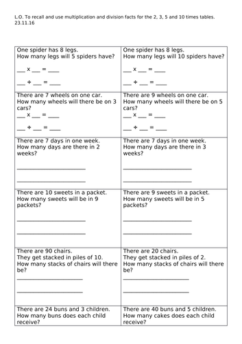 Multiplication Word Problems- Differenciated | Teaching Resources