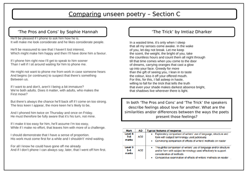AQA GCSE English Literature Paper 2 Sections B and C Poetry Bundle ...