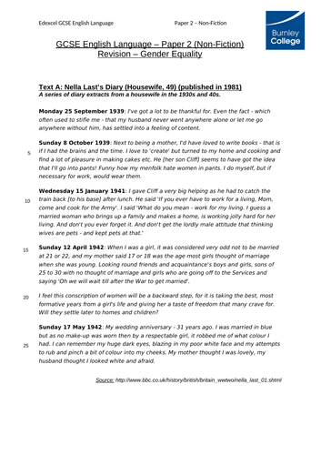 Edexcel Paper 2 GCSE English Reading Revision | Teaching Resources