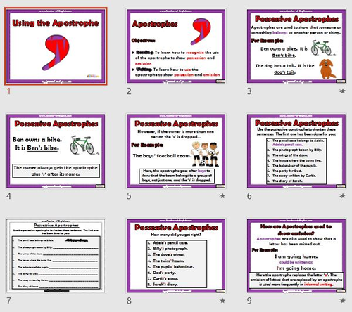 Using the Apostrophe (PowerPoint and worksheets) | Teaching Resources