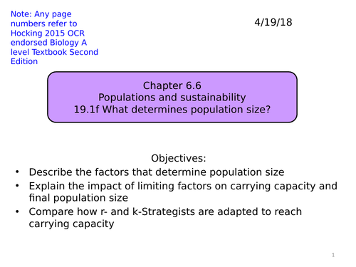 Populations & sustainability: What determines population size? OCR A ...