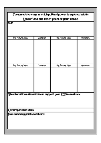 Revision Planning Grids with Questions (x4) for AQA GCSE English ...
