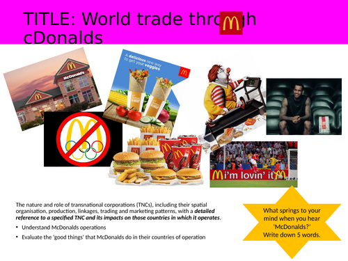 TNCs with McDonalds case study | Teaching Resources