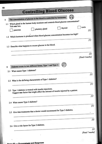 blood sugar and diabetes new spec | Teaching Resources