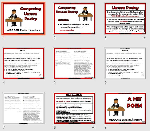 WJEC 9-1 GCSE English Lit Unseen Poetry (PowerPoint and worksheets ...