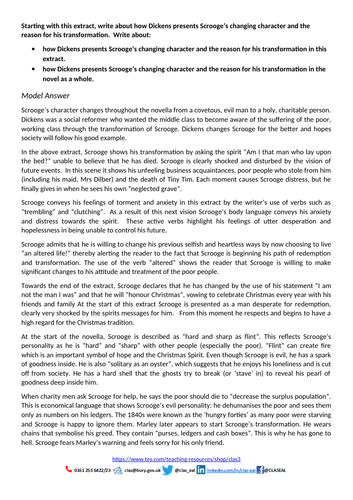 AQA Model Answer – How does Dickens present Scrooge’s changing ...