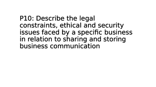 Ctec Level 3 Business Unit 4 P7 P8 P10 M3 Teaching Resources