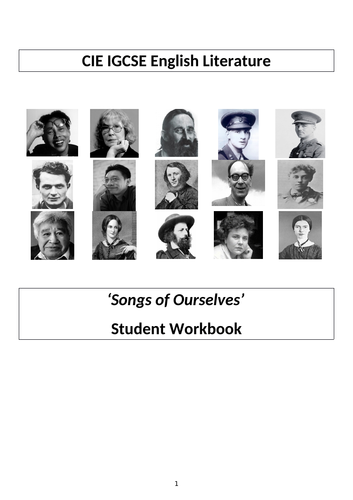 CIE IGCSE Songs Of Ourselves revision pack on all poems | Teaching ...
