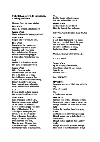 Act 4 Scene 1 Macbeth GCSE English Literature 9-1 | Teaching Resources