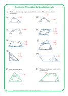 Angles in Triangles and Quadrilaterals homework sheet + solutions ...