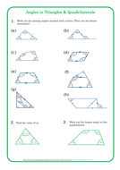Angles in Triangles and Quadrilaterals homework sheet + solutions | Teaching Resources