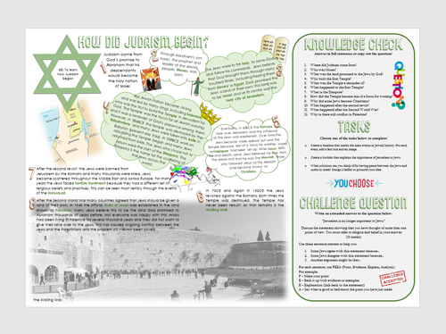 Judaism: History of Judaism: How did Judaism begin? Task Mat | Teaching ...