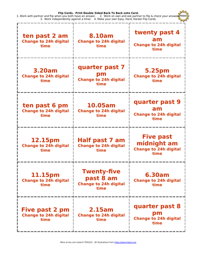 Time Y4 KS2 Read analogue, digital, 24 hour times, convert units of ...