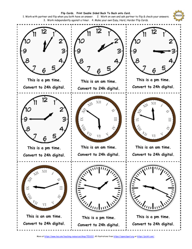 Time Y4 KS2 Read analogue, digital, 24 hour times, convert units of ...