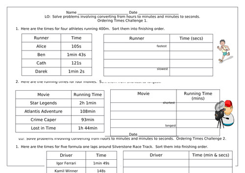 Time Y4 KS2 Read analogue, digital, 24 hour times, convert units of ...
