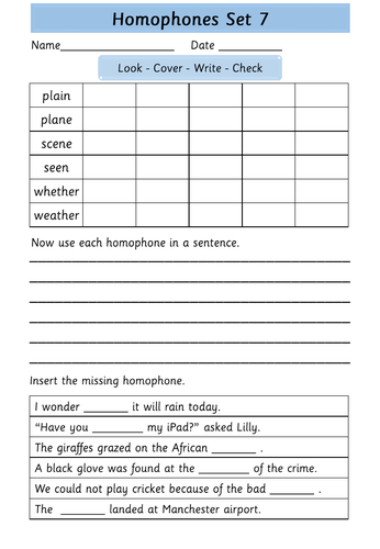 Homophones: Year 3 and 4 Spellings | Teaching Resources