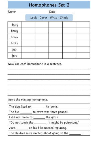 Homophones: Year 3 and 4 Spellings | Teaching Resources