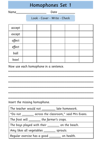 Homophones: Year 3 and 4 Spellings | Teaching Resources