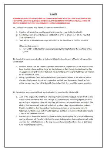 ISLAM RE: MUSLIM BELIEFS WHOLE UNIT | Teaching Resources