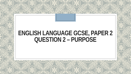 AQA English Language Paper 2, Section A | Teaching Resources