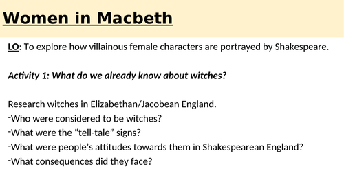 Macbeth Analysis - Act 1 (Witches and Lady Macbeth) | Teaching Resources