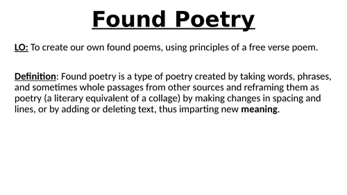 Found Poetry | Teaching Resources