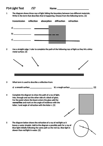 Tests for AQA GCSE physics P8-P16 | Teaching Resources