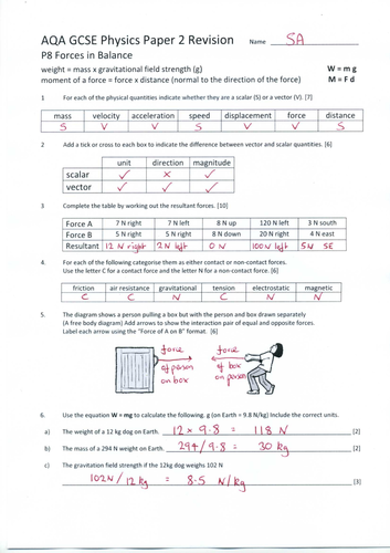 Tests for AQA GCSE physics P8-P16 | Teaching Resources