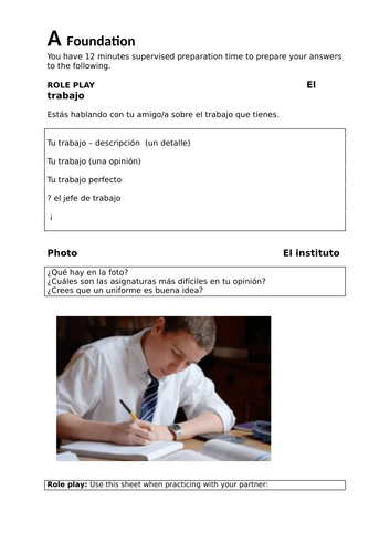 GCSE Revison Spanish Speaking Practice New AQA | Teaching Resources