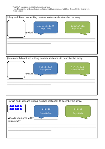 Year 1 Making Arrays | Teaching Resources