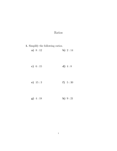Ratios worksheet no 2 (with solutions) | Teaching Resources