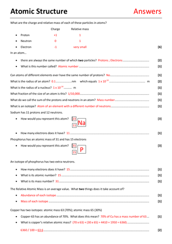 Topic 1: Atomic Structure & Periodic Table Revision Questions and ...