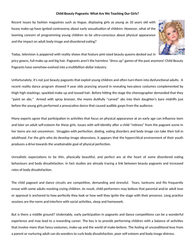 Child Beauty Pageants: What Are We Teaching Our Girls? - Reading ...