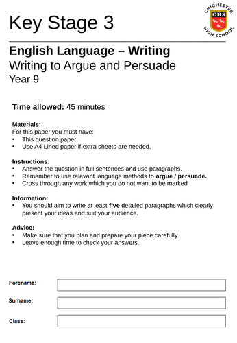 Year 9 Lessons - Writing to Argue and Persuade - Articles and Speeches ...