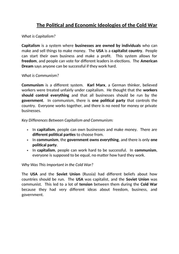 Ideologies of the Cold War: Communism and Capitalism | Teaching Resources