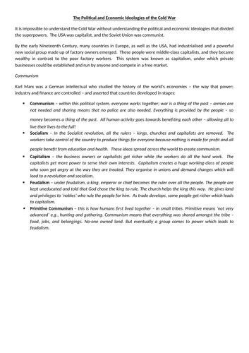 Ideologies of the Cold War: Communism and Capitalism | Teaching Resources