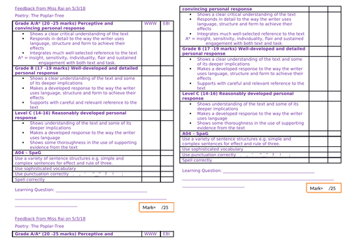 IGCSE CAMBRIDGE Marking template | Teaching Resources