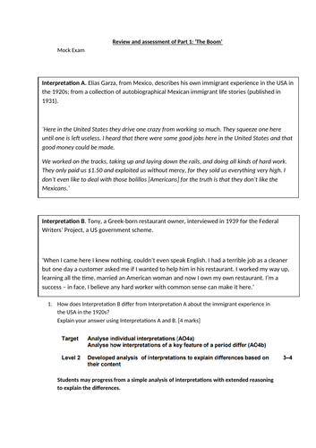 PArt 1: The Boom mock exam | Teaching Resources