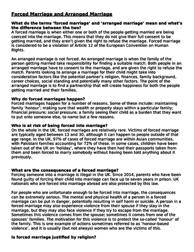 Forced marriage , Child + Arranged Marriages | Teaching Resources