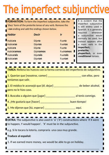 SPANISH A LEVEL TEACHING THE SUBJUNCTIVE | Teaching Resources