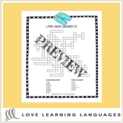 L'été - French crossword puzzles - Summer theme - 10 versions ...
