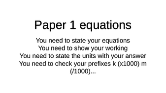 AQA Physics equations for Paper 1 | Teaching Resources