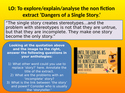 Dangers of a Single Story IGCSE | Teaching Resources