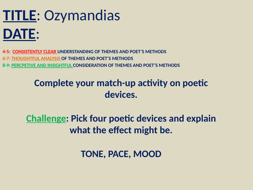 Ozymandias - Poetry (AQA GCSE English Literature 9-1) | Teaching Resources