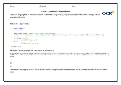 OCR GCE A Level Computer Science Programming Project Implementation ... OCR GCE A Level Computer Science Programming Project Implementation ...
