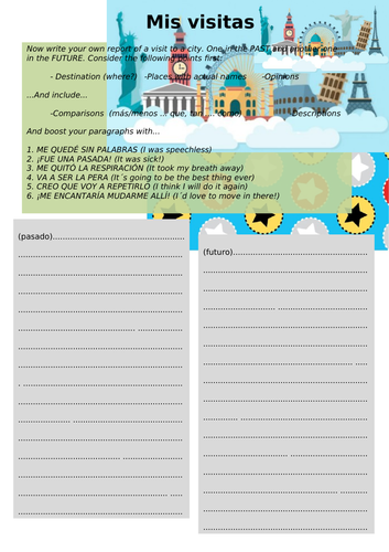 SPANISH GCSE present and past CITY reading and writing | Teaching Resources