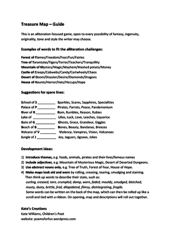 Treasure Map Alliteration Game (Yr1-6) + Guide for Use | Teaching Resources