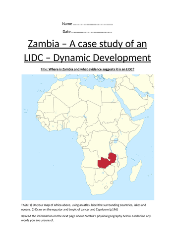 Dynamic Development OCR B Geography whole unit inc. Zambia case study ...