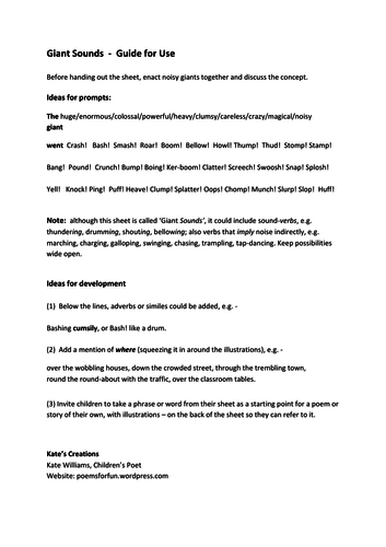 Giant Sounds Writing Sheet + Guide, KS1+KS2 | Teaching Resources
