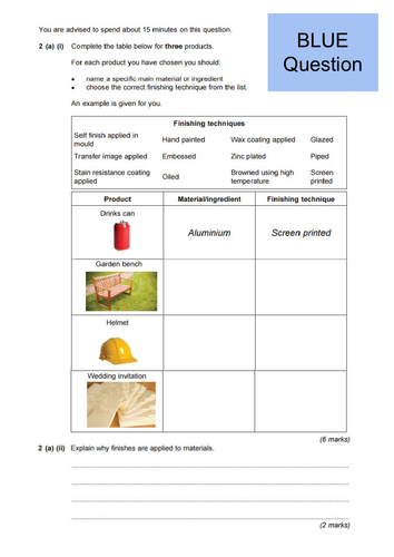 GCSE Product Design Design and Technology - Plastics exam question ...